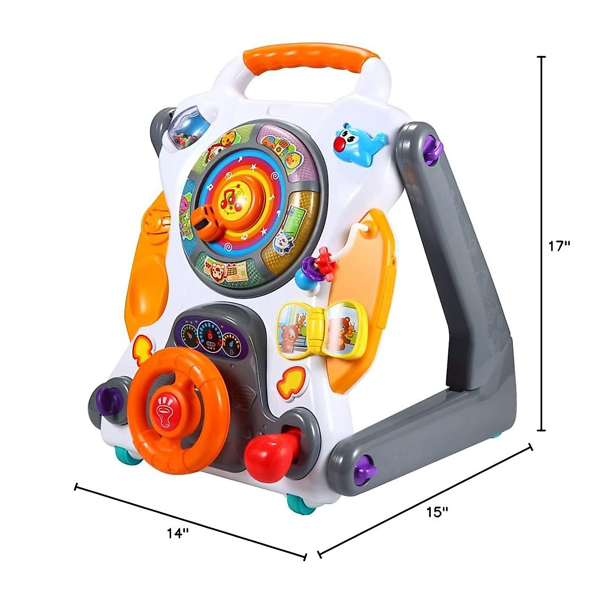 NuoPeng 3 in 1 Baby Sit-to-Stand Walker, Activity Center, Entertainment Table, Drawing Board (Yellow with Green)