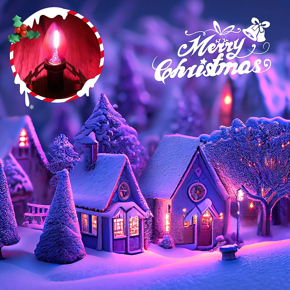 Enhon 2 Pack Accessory Cord with 1 LED Light Bulb, 6ft Black Cord with On/Off Switch for Halloween Pumpkin, Blow Mold, Craft Projects, Paper Lantern, Village House, Holiday Ceramic Trees (Purple)