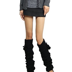Slivery Color Women Leggings Boots Leg Warmer Knit Crochet Socks Cable Knit Long Boot Socks Legwear Pompom Leg Warmer Stocking