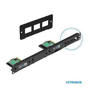 UCTRONICS 3-Slots I/O Panel for Keystone Jacks, Compatible with Front-Removable Raspberry Pi 1U Rackmount, 2 Pack
