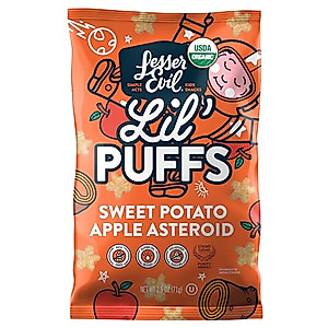 LesserEvil Organic Sweet Potato Apple Lil' Puffs, 2.5 OZ