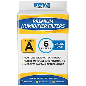 VEVA 6 Pack Premium Humidifier Filters Replacement for Holmes Filter A, HWF62, HWF62S, and Other Sunbeam Cool Mist Humidifiers