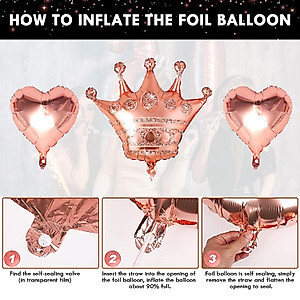 Rose Gold and Black Birthday Party Decorations with Happy Birthday Banner for Women Girls, Decor Set for Her, 16th 18th 21th 30th 40th 50th 60th 70th Supplies Balloons