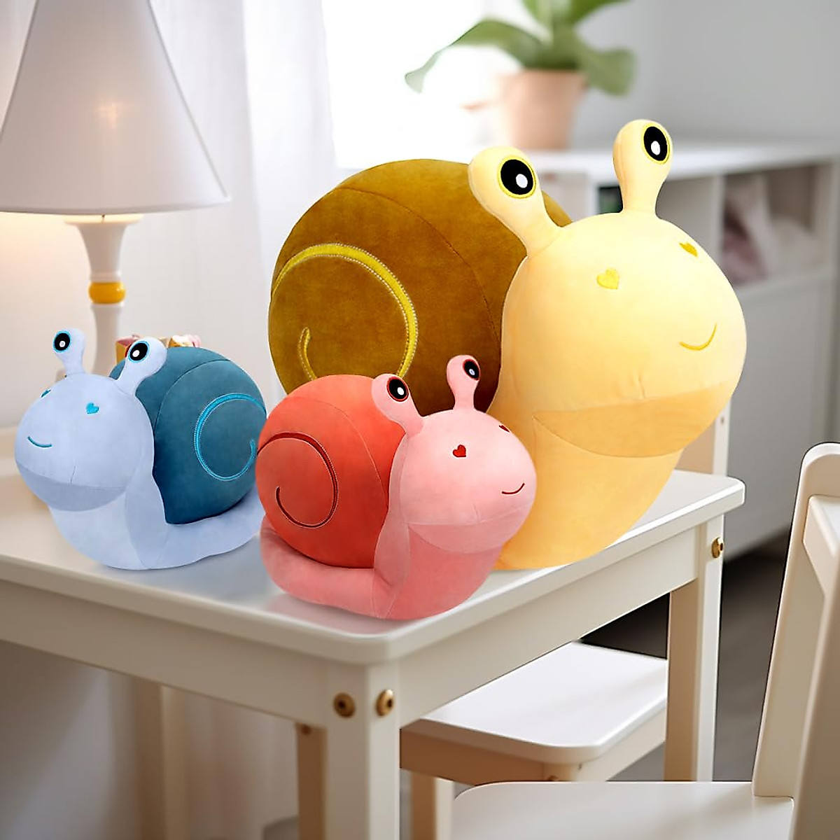MUPI Snail Plush Pillow Toy Cute Stuffed Animal Snail Plush Kawaii Soft Decor Plushies Doll Gifts for Adults Kids Boys Girls Room Decor (Blue 7.8 Inch)