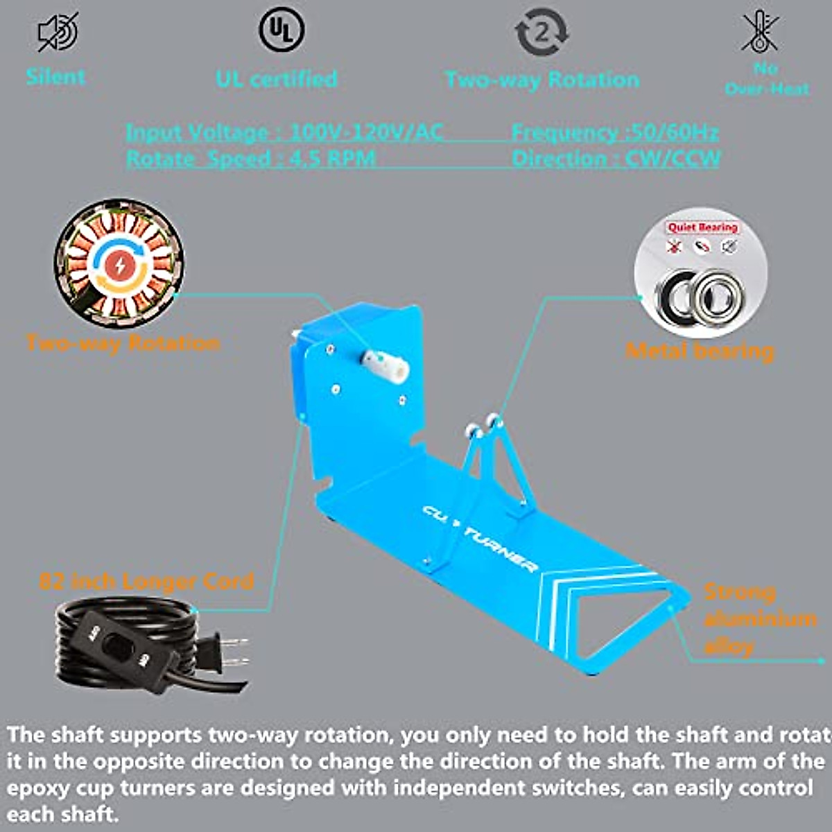 LFSUM Cup Turner for Crafts Tumbler Cup Spinner Machine Kit,Cuptisserie Turner DIY Glitter Epoxy Tumblers Spinner Turner