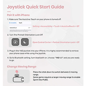 IFYOO Yao L1 PRO Mobile Game Controller Joystick for iPhone (iOS 13.4 or Later, For iOS Mobile Games), Gaming Gamepad Compatible with PUBGG Mobile, Call of Duty Mobile(CODM), Wild Rift, Genshin Impact