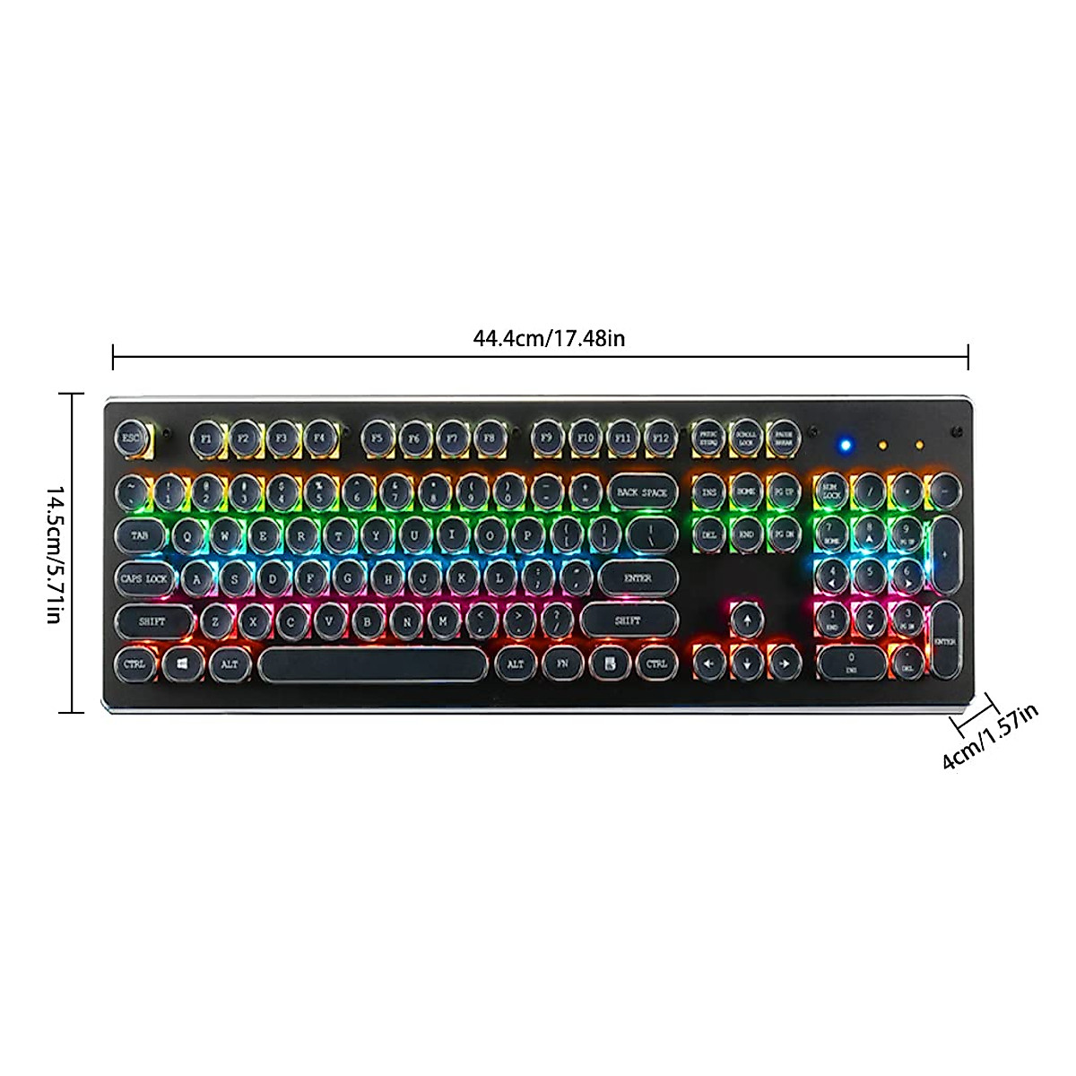 Peiiwdc Retro Punk Typewriter, Mechanical Gaming Keyboard,Blue Switches,USB Wired,Cool Wired Retro Steam Punk Typewriter Round Keycaps 104keys White