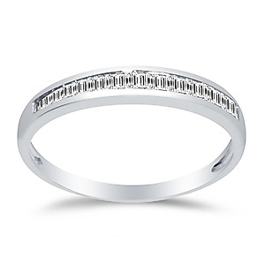 Size - 7 - Solid 14k White Gold 2.5mm Baguette Cut Channel Invisible Set Anniversary Ring Wedding Band CZ Cubic Zirconia 1/2 cttw.