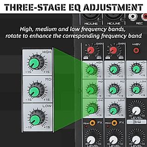Portable Audio Mixer, Portable 4 Channel BT Mixing Console Digital Audio Mixer Builtin Effect for Home Karaoke, Webcast, Music Recording(US plug)