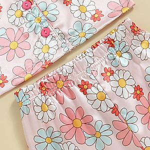 One opening 1-5T Toddler Baby Girls Silk Pajamas Set Floral Long Sleeve Button Down Shirt Tops Pants Toddler Boys Pjs Sleepwear (Daisy, 12-18 Months)