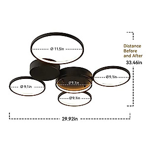 KARMIQI Modern Black Ring Ceiling Light 37W Dimmable LED Ceiling Light Circle Flush Mount Ceiling Light Fixtures for Living Room Bedroom Dining Room Kitchen