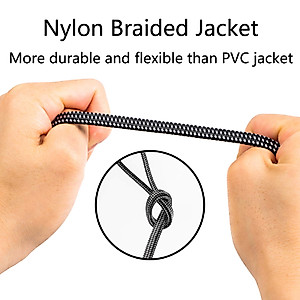 DEEGO Cat 8 Ethernet Cable 50 FT, Nylon Braided High Speed Flat Network Cable Shielded with Gold Plated RJ45 Connector, 30AWG LAN Internet Cable 40Gbps 2000Mhz Fit PS4, PS5, Switch, Router, Modem