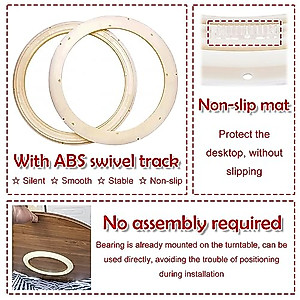 Lazy Susan Tabletop Wooden Turntable, 360 Degree Smooth Rotation Round Rotating Serving Plate, Rotating Serving Tray For Dining Table, Diameter Ø 20 24 28 32 36 39 Inch