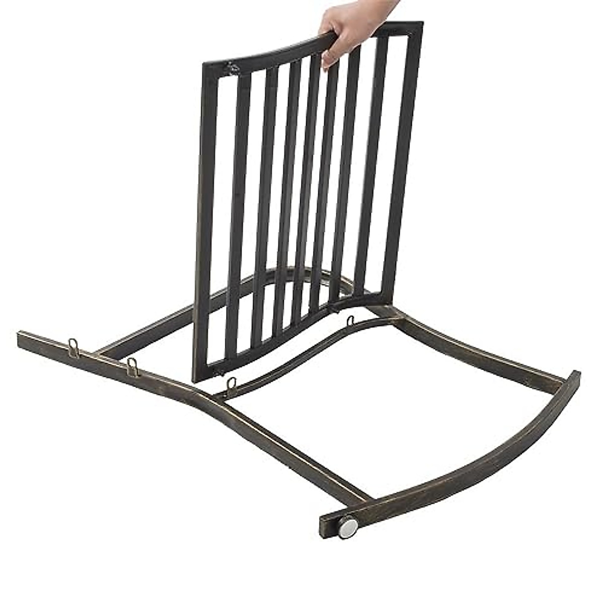 [New] Flat Tube Single Rocking Chair in Bronze Color - Outdoor Rocker with Ergonomic Design for Relaxing Comfort