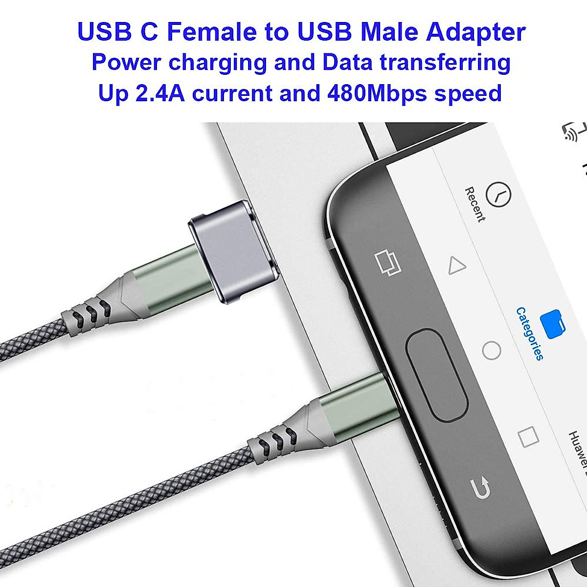 QCEs USB C Female to USB Male Adapter 2Pack, Type C to USB A Charger Converter Compatible with iPhone 15/14/13/12/11 Pro Max XR, Apple Watch Series 7 8 SE Airpods, iPad, Galaxy S23/S22