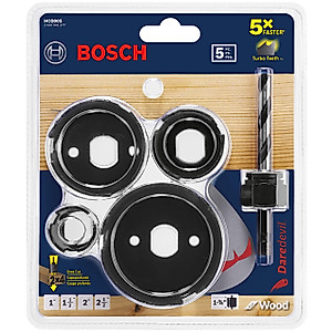BOSCH HCD005 5-Piece Daredevil Wood Hole Saw Assorted Set
