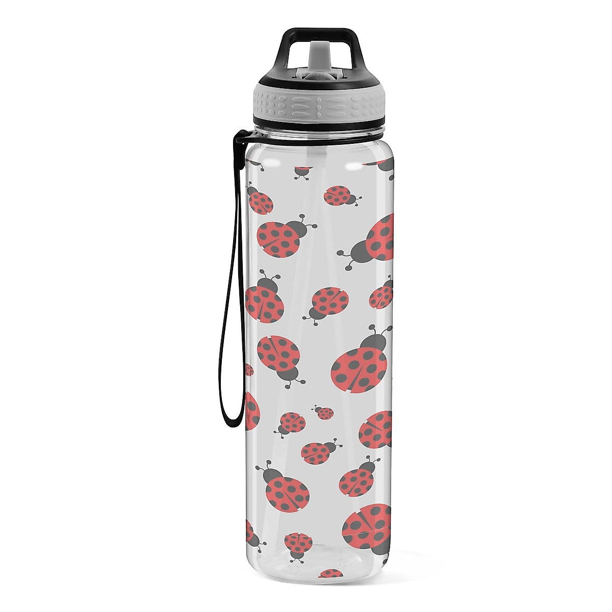 xigua Ladybug Water Bottle with Straw Lid,32 oz Leakproof Sport Water Bottle with Wide Handle for Gym,Cycling,School,Travel