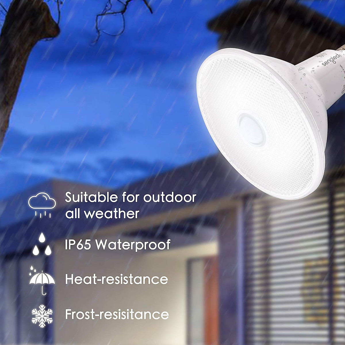 Sengled Motion Sensor Outdoor Light Bulbs, 150 Watt Equivalent LED Motion Detector Flood Light Bulbs for Outside, E26 Base PAR38 Motion Light Bulbs 3000K Warm White, 1500LM, Waterproof, (Pack of 4)