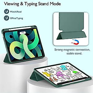ZryXal iPad Air Case 5th Generation/4th Generation 2022/2020 10.9 Inch, Smart iPad Case[Support Touch ID and Auto Wake/Sleep] with Auto 2nd Gen Pencil Charging (New Midnight Green)
