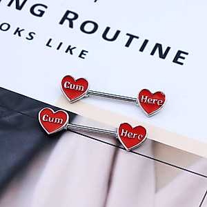 OUFER Devil Nipple Rings 4PCS 316L Letter Stainless Steel Nipplerings Barbells Nipple Piercing Jewelry for Women