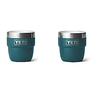 YETI Rambler 4 oz Stackable Cup, Stainless Steel, Vacuum Insulated Espresso/Coffee Cup, 2 Pack, Agave Teal