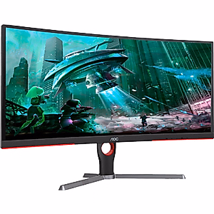 AOC 2021 30” LED Gaming Monitor - 75Hz, Full HD 2560 x 1080 Curved Monitor with Built-in Speaker, AMD FreeSync and HDMI Ports, Black