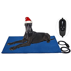 clawsable Super Large Size Pet Heating Pad Electric Heating Pad for Dogs, Waterproof Dog Cat Heating Pad, Adjustable Warming Mat with 6 Temperature & 4 Timers Set Auto Off Anti-Chew Cord (XL-48"x28")