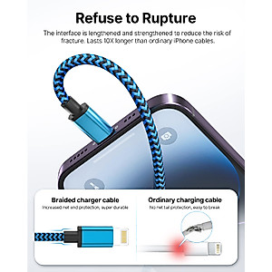 Aioneus iPhone Charger 10 ft Fast Charging, 3Pack Apple Certified Lightning Cable 10 Feet, Long iPhone Charging Cord for iPhone 14 13 12 11 Pro Max XR XS 8 7Plus 10Foot