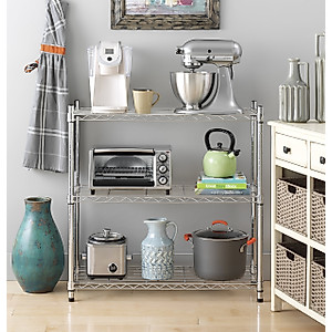 Whitmor Supreme 3 Tier Shelving with Adjustable Shelves and Leveling Feet - 350 lb. Capacity per Shelf - Chrome