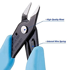 SIXWOOD Micro Flush Cutter Sprue Cutting Pliers, Stainless Steel with Spring Silicone Handle, Electronics Repair, Jewelry Crafting, Model building DIY Cutting Pliers