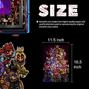 Pounchi FNAF Security Breach Wall Poster （8-Pack） 11.5" x 16.5" FNAF Unframed Version HD Canvas Printing Poster for Living Room Bedroom Club Wall Art Decor for Teens