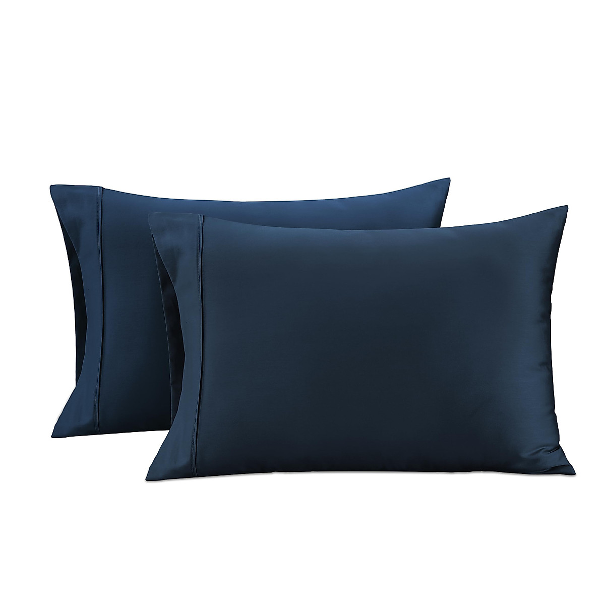 100% Organic Cotton Queen Sheet Set & Standard Pillowcases Set of 2 Combo- 300 Thread Count Long Staple Cotton Sheets,3 Pc Queen Size Sheets & Standard Pillowcases Sateen Sheets Breathable- Dark Denim