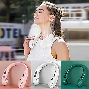 Adjustable Portable Neck Fan, 360° Surrounding Air Movement Leafless Neck Fan Wearable Personal Fan Mini Bladeless Neck Fan Hands Free Bladeless Fan Rechargeable Headphone Design USB Fan (1PC, White)
