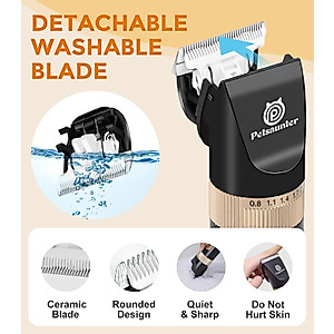 Petsaunter Dog Clippers for Grooming Kit, 4-Speed & LCD, Low Noise Electric Dog Trimmer for Grooming, Cordless Rechargeable Dog Hair Clippers, Quiet for Dogs & Pets with Thick or Heavy Coats(C95 Set)