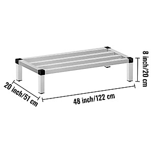 VEVOR Aluminum Dunnage Rack, 48'' x 20'' Commercial Floor Food Shelf, 8'' Off The Floor, 1500lbs Capacity Aluminum Storage Rack, Commercial Food Service Storage in Restaurant, Kitchens, Shops