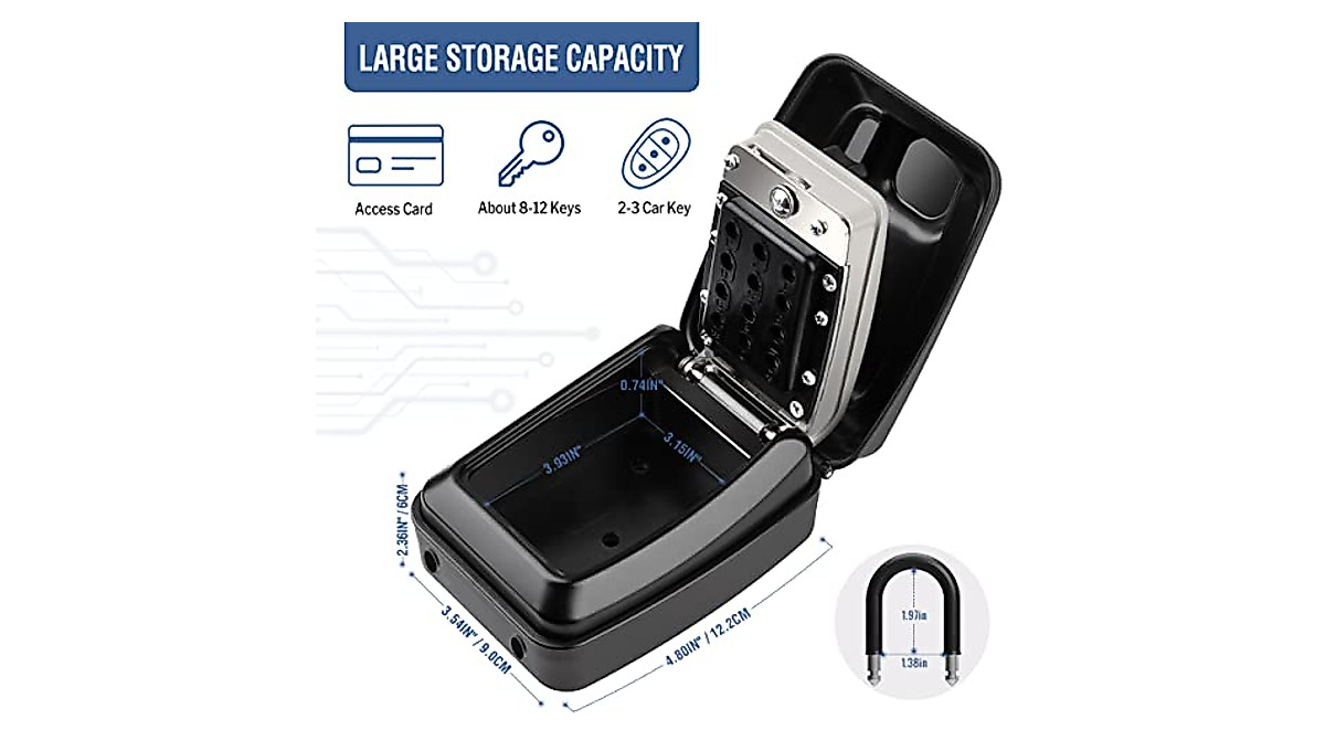 Secure Outdoor Key Lock Box with 12-Digit Code | HUANLANG