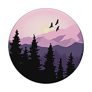 Aesthetic Sunset Mountain Landscape Nature Pine Tree Forest PopSockets Standard PopGrip