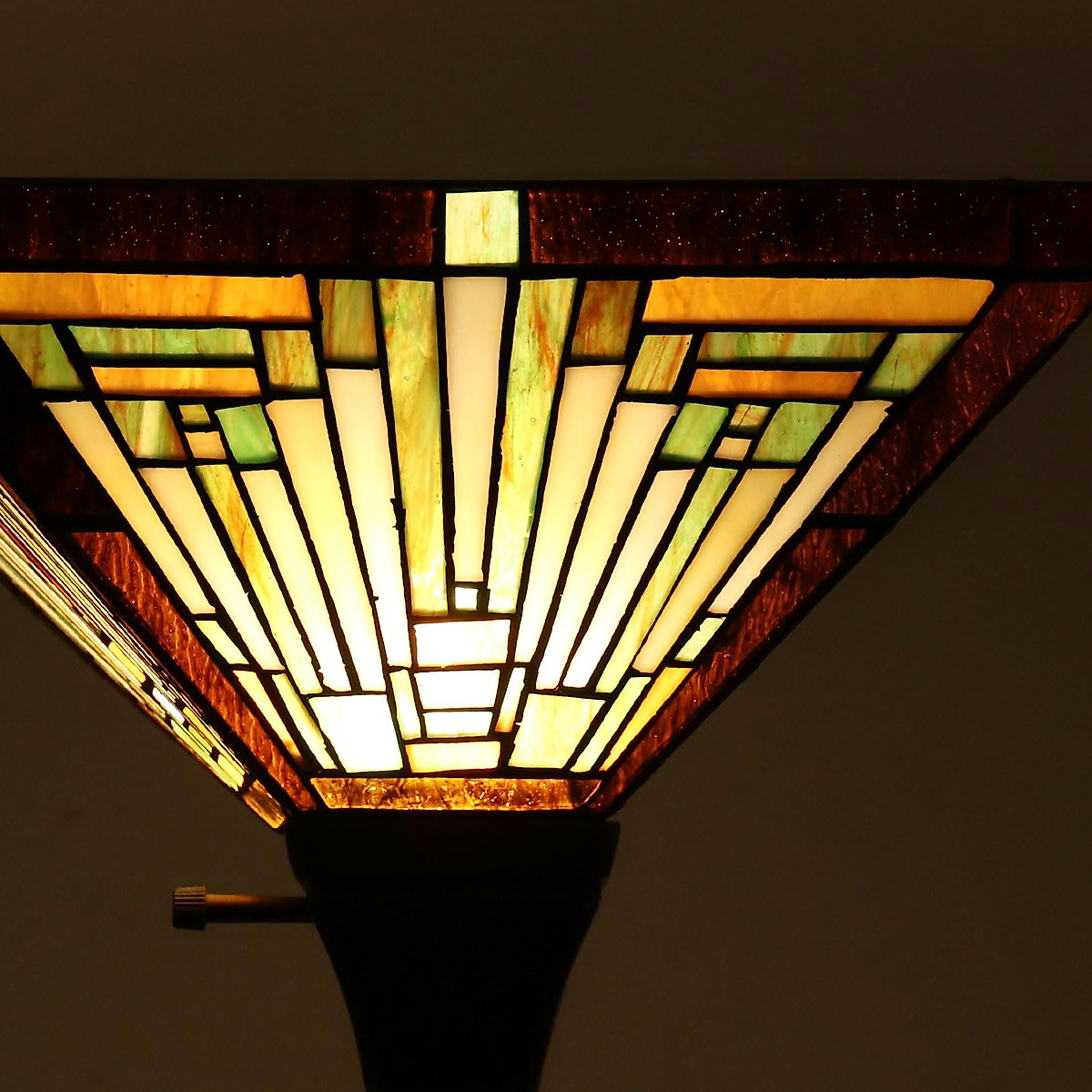 Capulina Tiffany Torchiere Floor Lamp 70" Tall Industrial Blackish Bronze Pole Amber Brown Style Stained Glass Torch Standing Light Decor for Living Room Bedroom Office