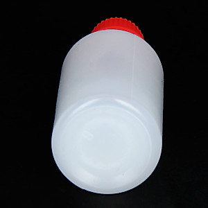 Bettomshin 5Pcs Wide Mouth Reagent Bottles, 60x26x8mm/2.36x1.02x0.31(LxODxID) 20ml PE Plastic Liquid Sealing Bottle, Cylinder Light Mouth Container Lab Sample Storage White Translucent with Red Cap