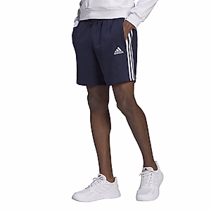 adidas mens 3-Stripes French Terry Shorts Ink/White X-Small/Long