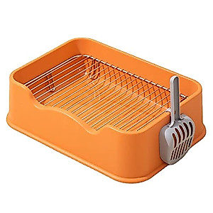 ACULIP Cat Litter Box, Semi-Enclosed Cat Sandbox Detachable Toilet Semi-Open Litter Tray Toilet for Cats and Dogs Potty Pot Urinal Thick Small Toilet (Color : Orange)