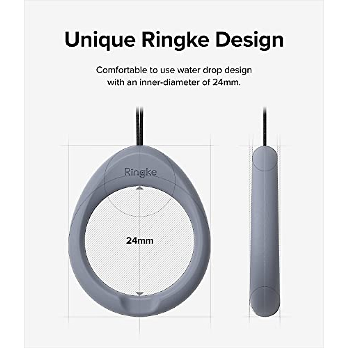 Ringke Finger Ring Strap Silicone Smartphone Grip Lanyard Holder [2 Pack] with Anti-Slip Mount Function Compatible with Phone Cases, Keys, Cameras, and More - Black & Lavender Gray