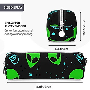 allgobee Pu Leather Pencil Bag Pen Case Harajuku-Punk-Alien Students Stationery Pouch Pencil Holder Desk Organizer