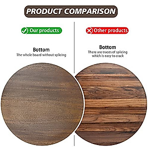Nunemosk Walnut Wood Serving Tray with Handles 24 Inches Extra Large Round Ottoman Tray for Ottoman Coffee Table, Used in Bedroom, Living Room, Kitchen, Bathroom, Hospital and Outdoors