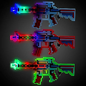 Windy City Novelties - 3 Pack - Light up Machine Guns Toy with Sound & Lights for Kids | Retro Gaming, 80s Video Games, Halloween Costume Accessory, Toys for Boys, Birthday Gifts, Sensory Toys.