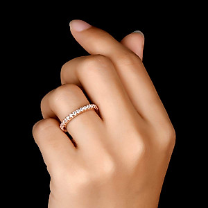 AINUOSHI Erllo 1.5mm Full Eternity Bands for Women 925 Sterling Silver Micropave Cubic Zirconia Ring (Rose Gold Color, 4)