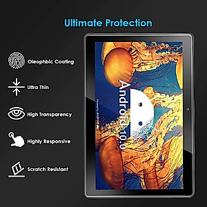 DETUOSI 2 Pack Tablet Screen Protector [9.25 * 6.5" / 235 * 165mm] Tempered Glass Film 【compare size of Tempered Glass Film with Size of your Tablet】