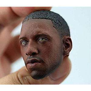 HiPlay 1/6 Scale African American Male Figure Head Sculpt Series, Handsome Men Tough Guy, Doll Head for 12" Action Figure Phicen, TBLeague, HT HS004(F)
