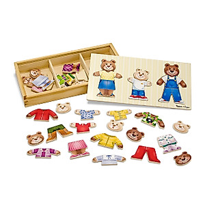 Melissa & Doug Mix 'n Match Wooden Bear Family Dress-Up Puzzle With Storage Case (45 pcs) - Wooden Teddy Bear Puzzle, Sorting And Matching Puzzles For Toddlers Ages 3+