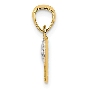 Solid 14k Yellow Gold Two Toned Golf Pendant Charm - 16mm x 12mm